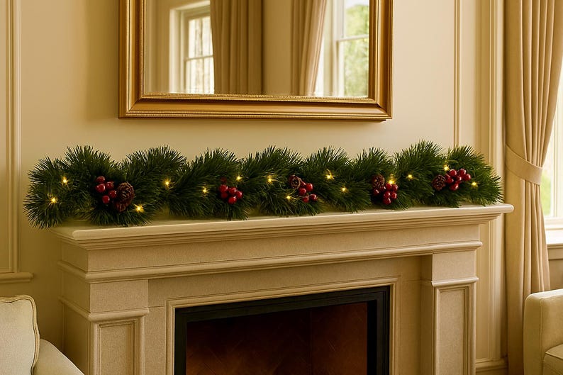 Pre Lit Handmade Holiday Garland Lighted With Battery Operated Lights ...