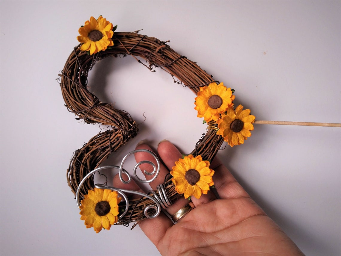 Rustic Birthday Cake Topper With Any Letter & Sunflowers | Etsy