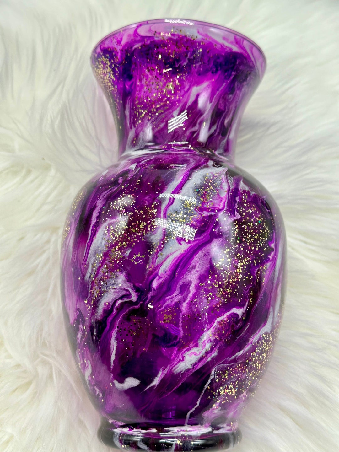 Purple Amethyst Glass Vase Sparkly Home Decor - Etsy