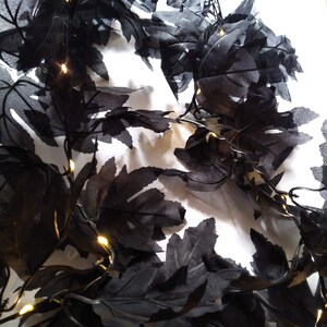 Black Halloween Decor Mantel Garland Scarf With LED Lights - Battery ...