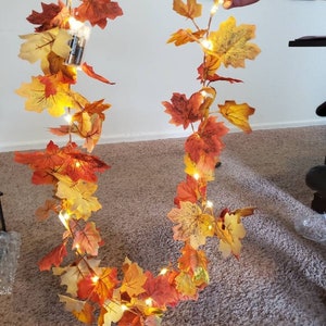 Lighted Fall Leaves Garland With LED Fairy Lights, Battery Operated 6 ...