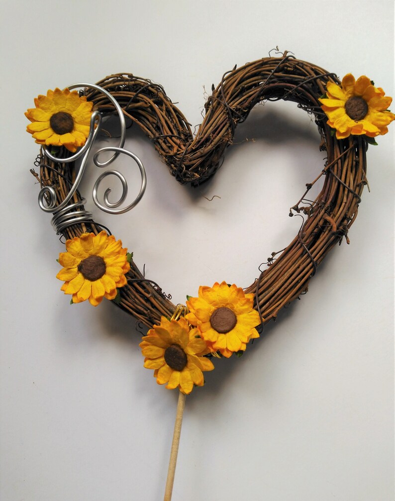 Rustic Birthday Cake Topper With Any Letter & Sunflowers | Etsy