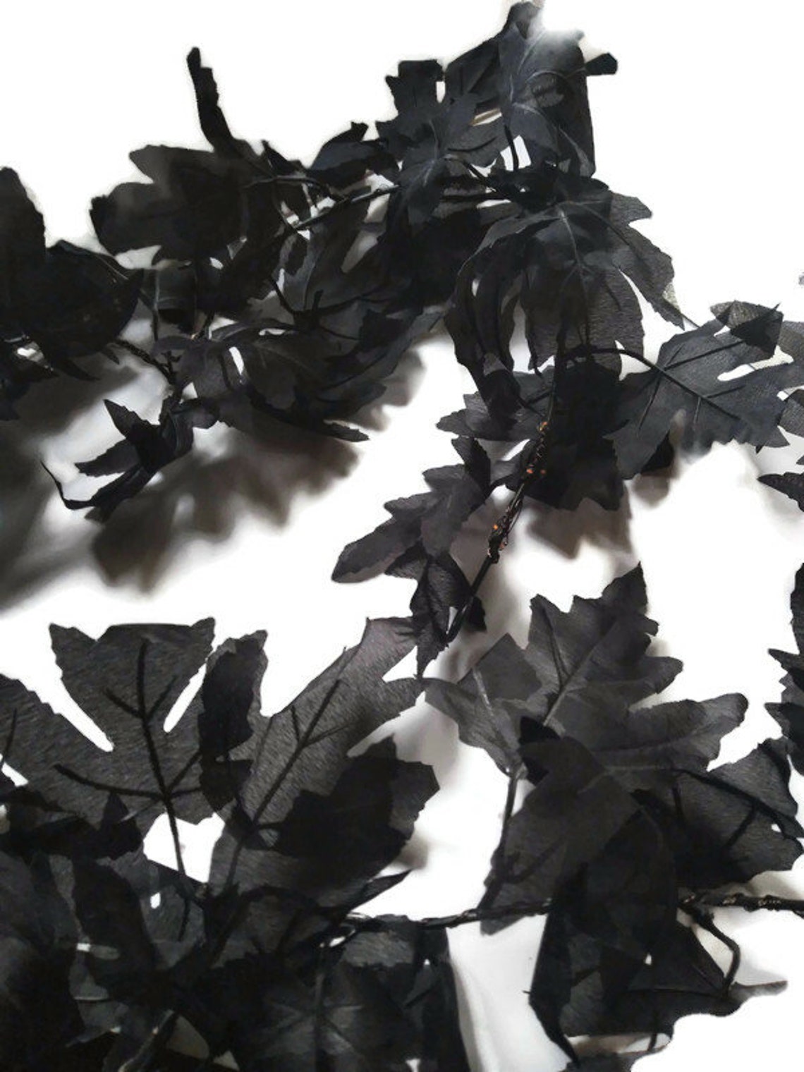 Black Halloween Decor Mantel Garland Scarf With LED Lights - Battery ...