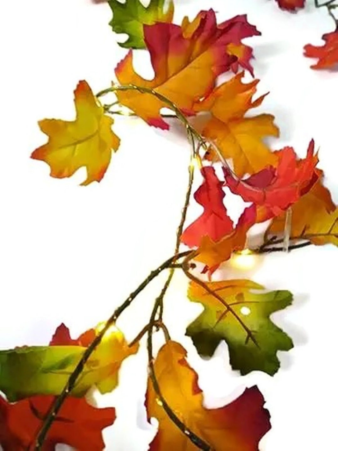 Fall Foliage String Lights for Fireplace Mantel, Set of 2 Pcs, 6 Feet ...