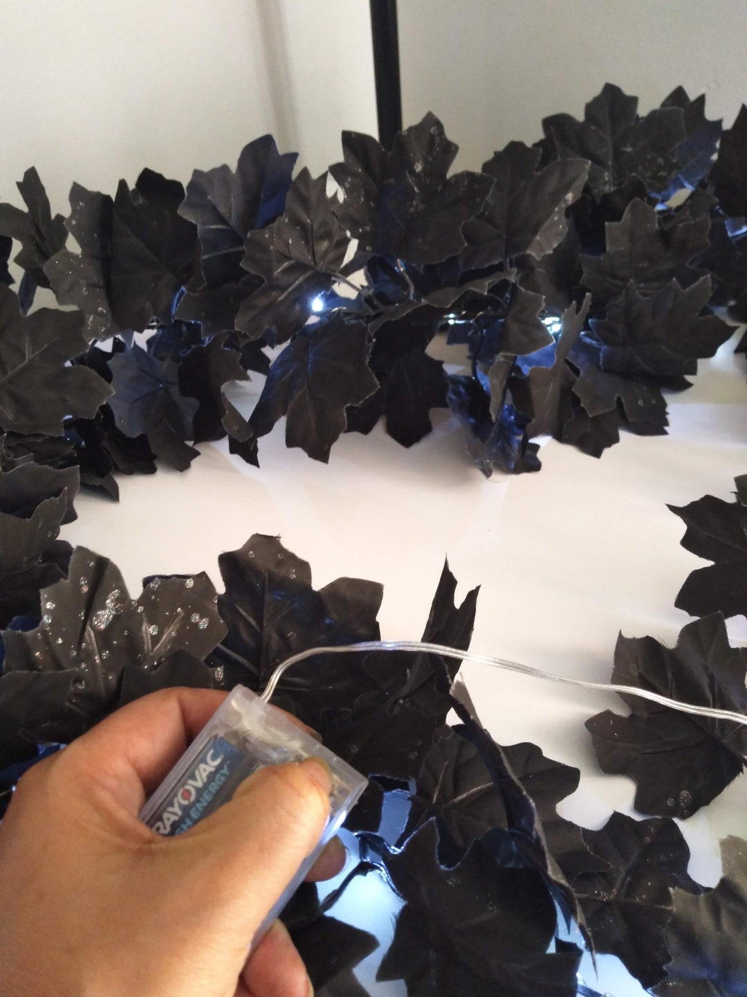 Lighted Black Garland With LED Lights, 6 Feet for Mantel or Table - Etsy