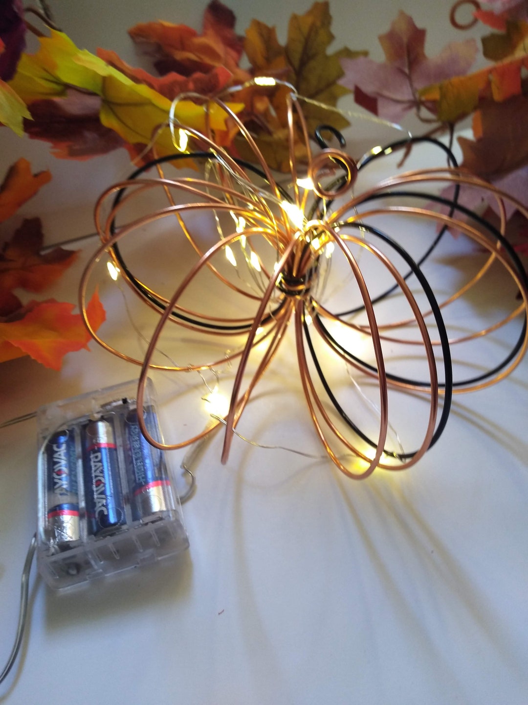 Lighted Wire Pumpkins With LED Lights Set of Two - Etsy