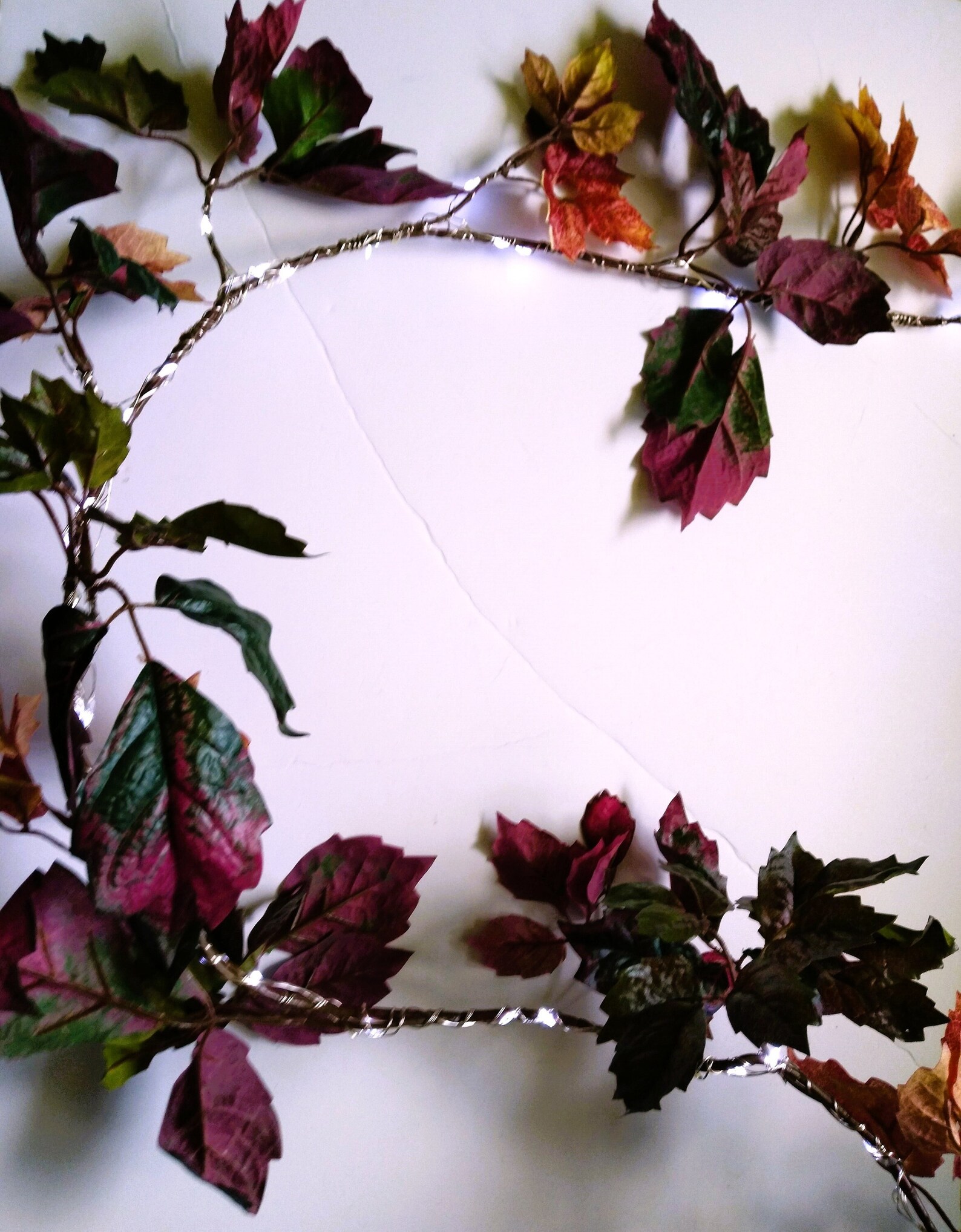 Burgundy Grape Leaf Garland: Pre-lit Mantle Decor With Remote - Etsy