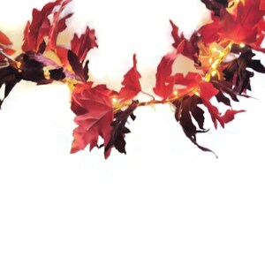 Red Leaves Garland Pre Lit With LED Fairy Lights, Thanksgiving and ...