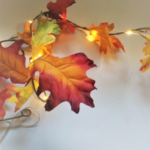 Lighted Fall Leaves Garland With LED Fairy Lights, Battery Operated 6 ...