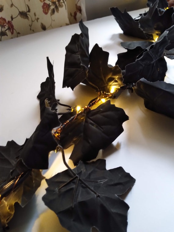 Lighted Black Leaves Garland With LED Lights 6 Feet - Etsy