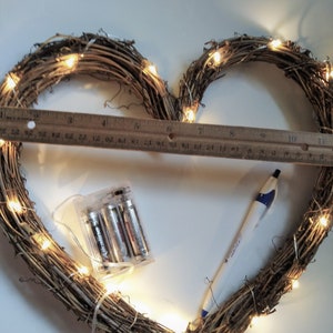 Heart Wreath Lighted With LED Lights for Proposal Decorations, Rustic ...