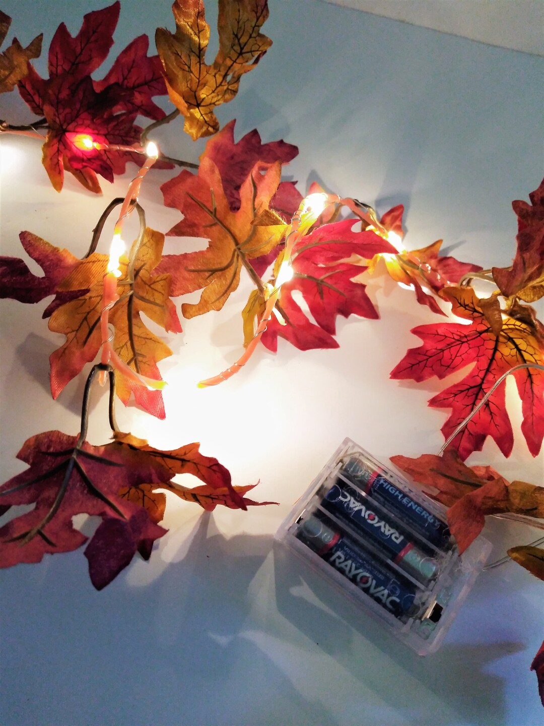 Burgundy Fall Leaves Lighted Garland With LED Fairy Lights - Etsy