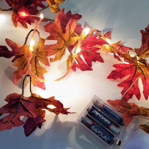 Lighted Fall Leaves Garland With LED Fairy Lights Battery - Etsy
