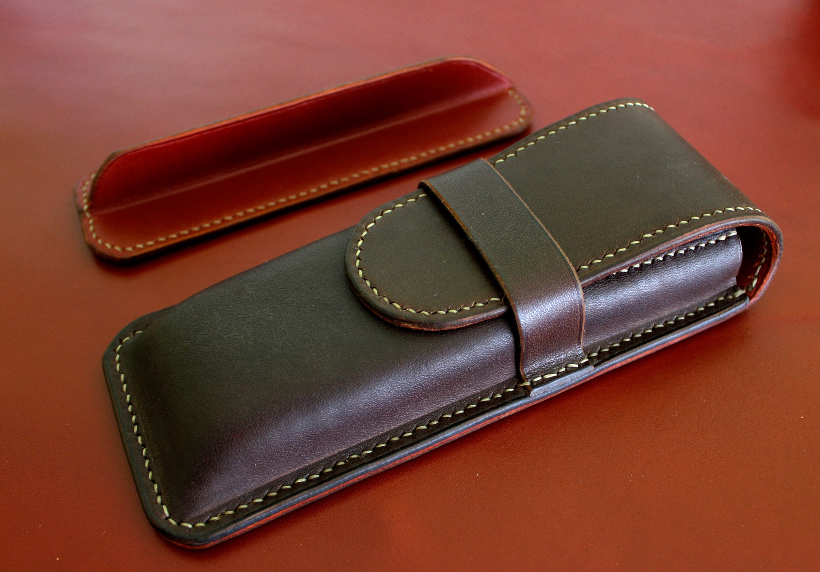 2 Pens,veg-leather Fountain Pen Case, Luxury Pen Case,leather, Leather ...