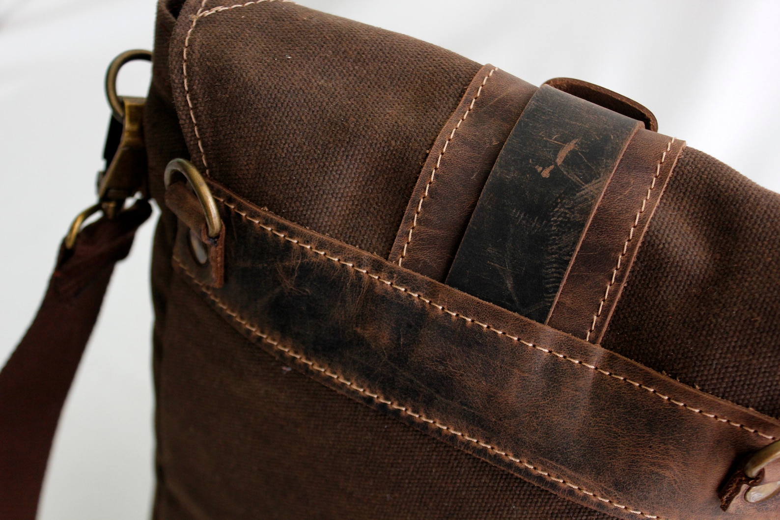 Work Satchel Messenger Bag | Wax Canvas Laptop Bag | Commuting Shoulder ...
