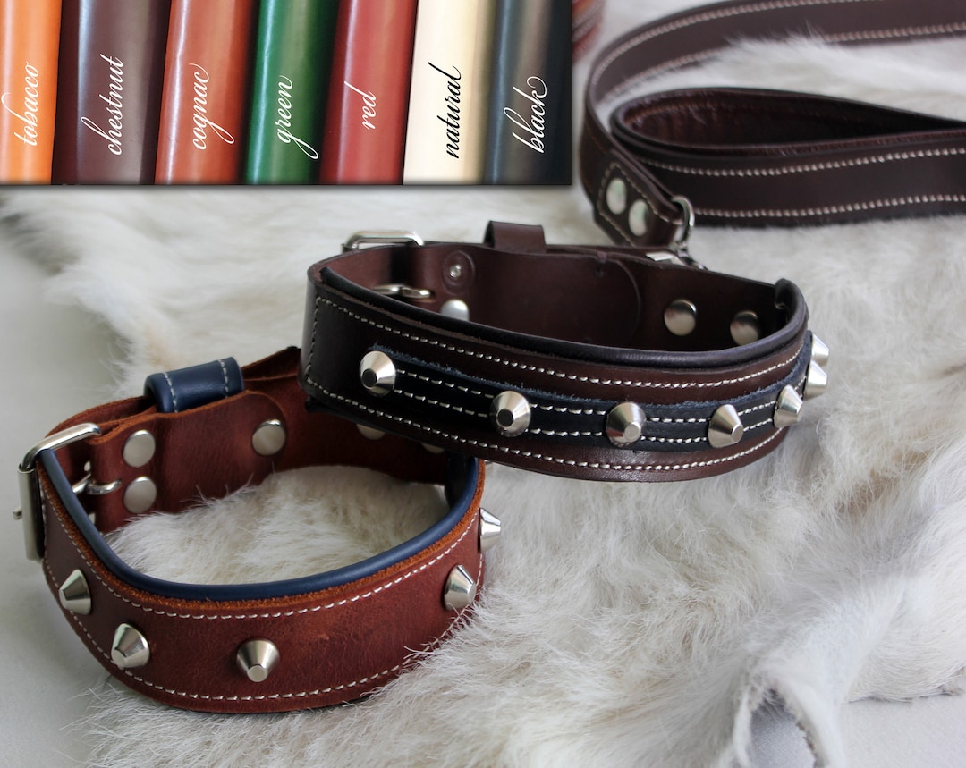 Custom Leather Dog Collar With Name- Leather Dog Collar, Personalized ...