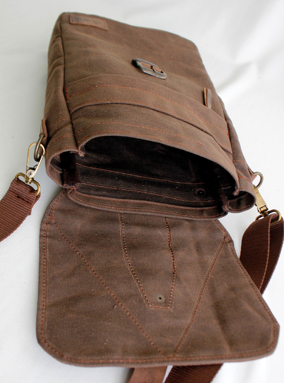 Work Satchel Messenger Bag | Wax Canvas Laptop Bag | Commuting Shoulder ...