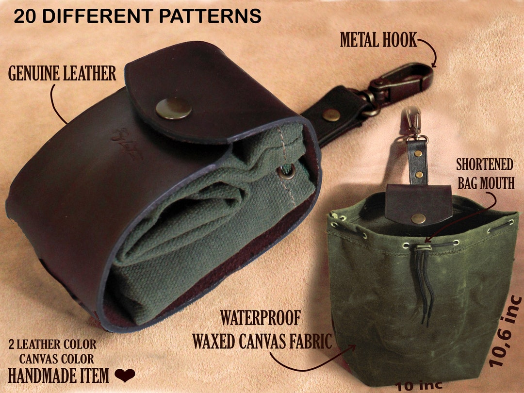 Chestnut Bushcraft Foraging Pouch, Folding Harvest Bag,leather Belt Bag ...