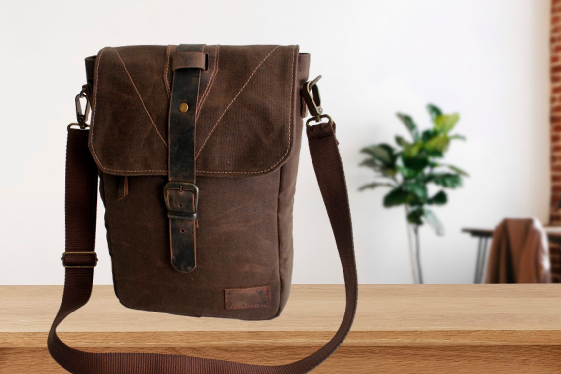Work Satchel Messenger Bag | Wax Canvas Laptop Bag | Commuting Shoulder ...