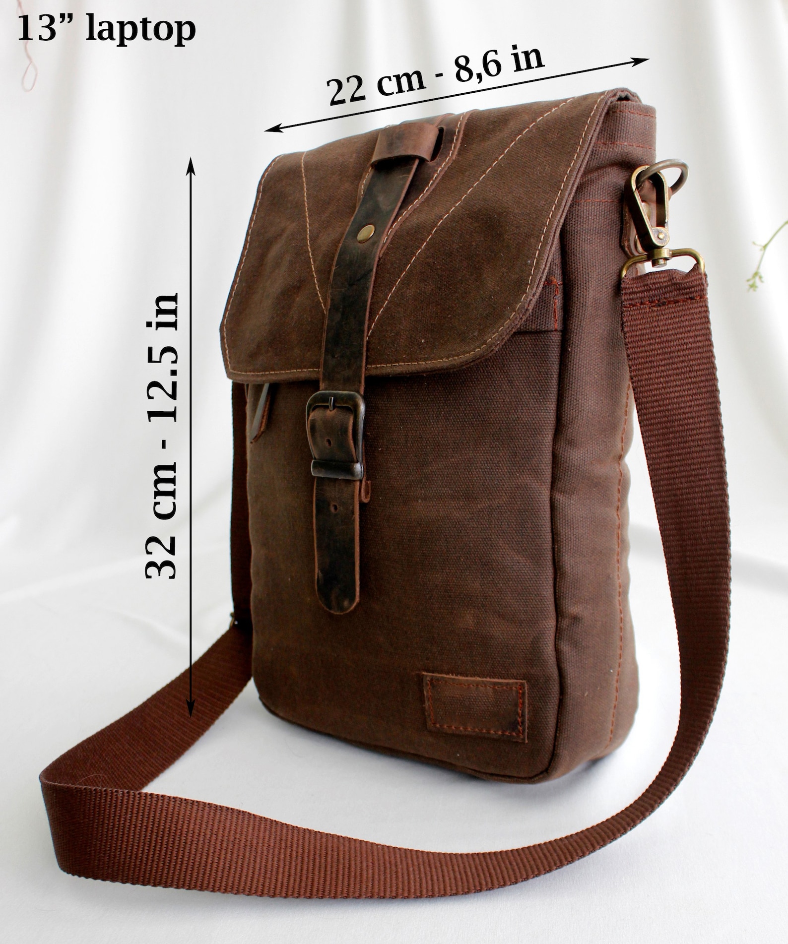 Work Satchel Messenger Bag | Wax Canvas Laptop Bag | Commuting Shoulder ...