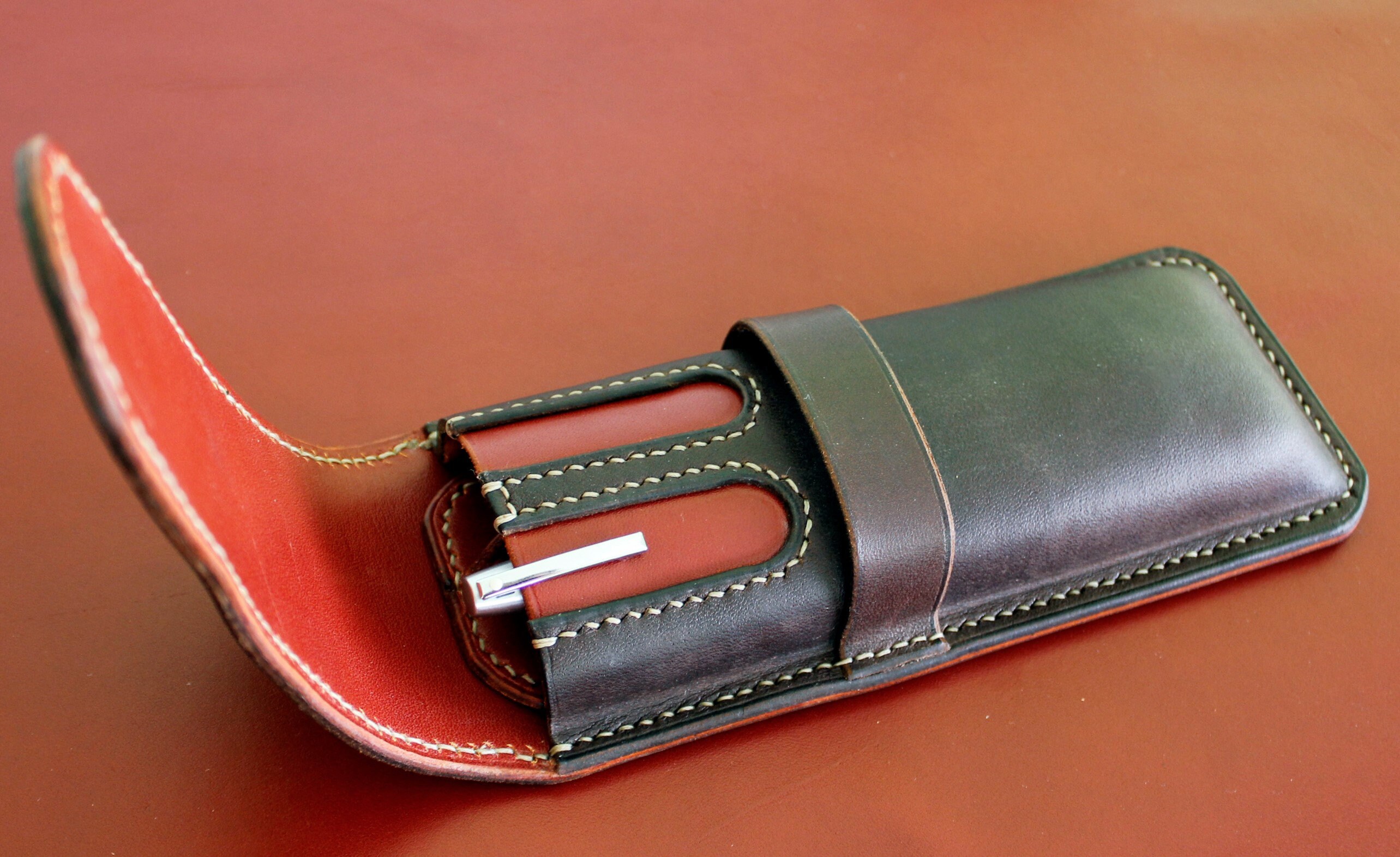 2 Pens,veg-leather Fountain Pen Case, Luxury Pen Case,leather, Leather ...