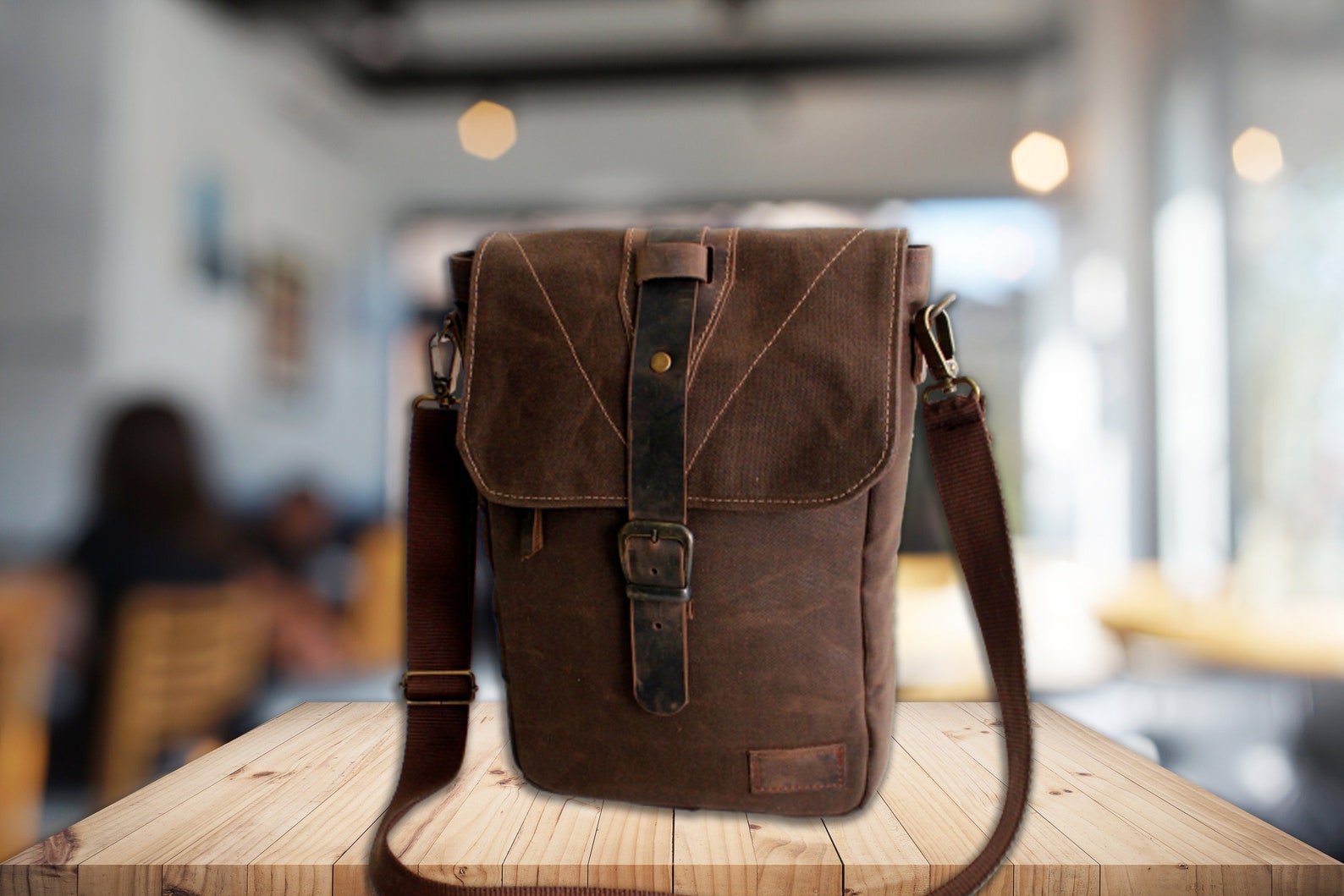 Work Satchel Messenger Bag | Wax Canvas Laptop Bag | Commuting Shoulder ...