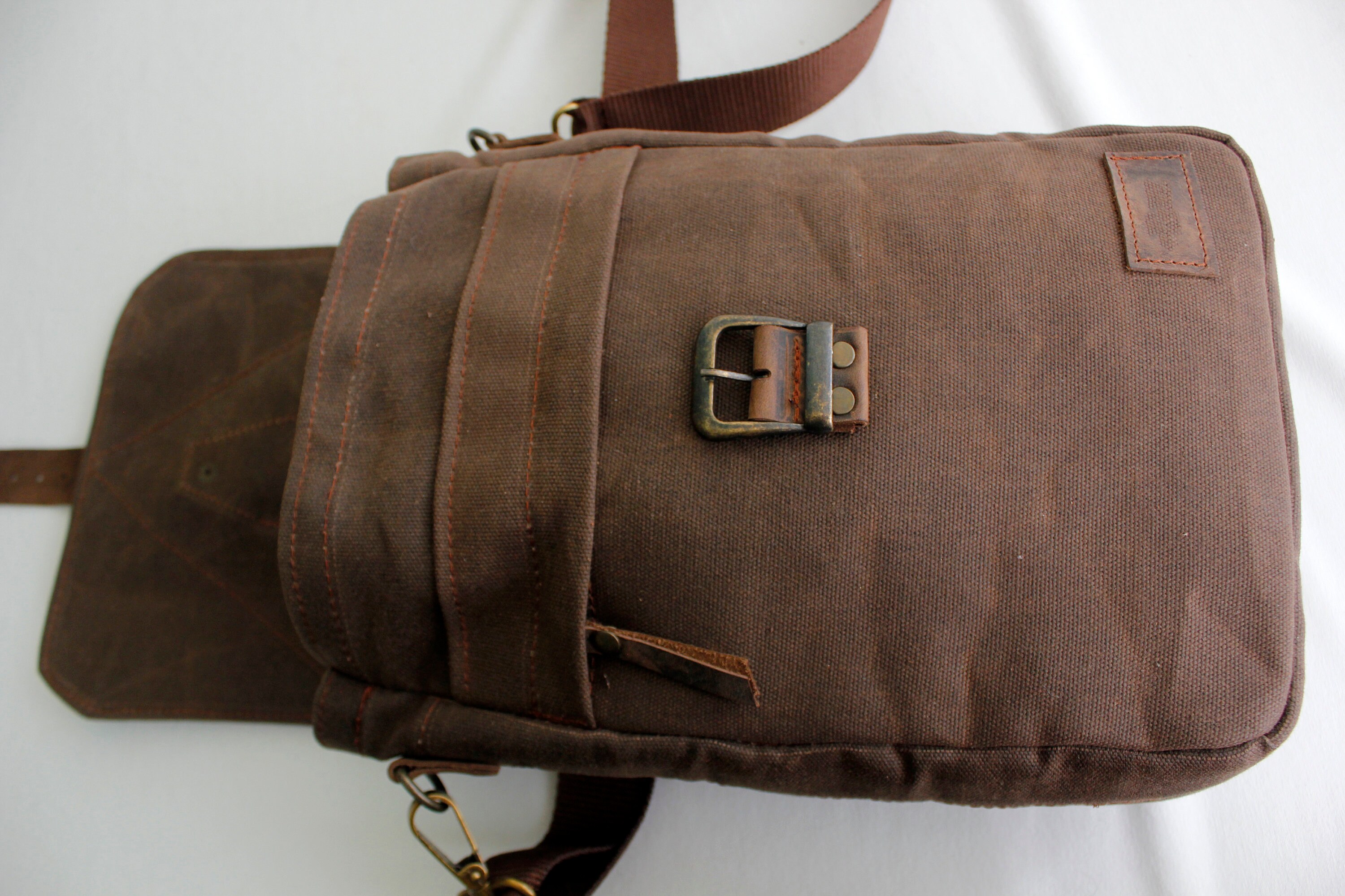 Work Satchel Messenger Bag | Wax Canvas Laptop Bag | Commuting Shoulder ...