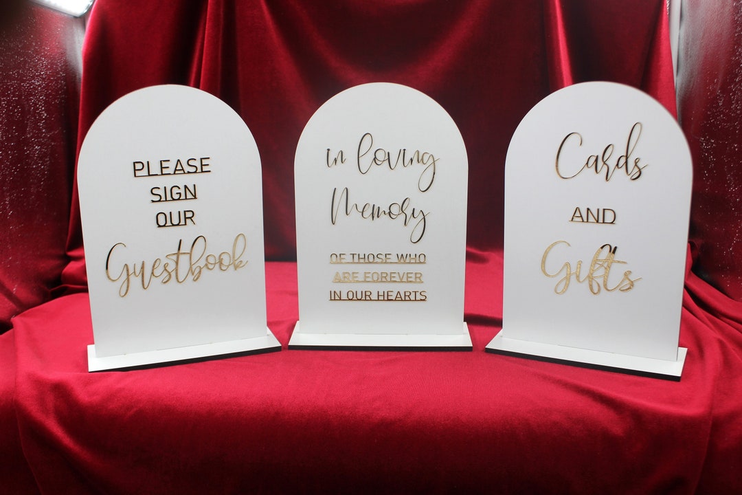 Set of 3 Wedding Signs, in Loving Memory Wedding, Guestbook Sign, Cards ...