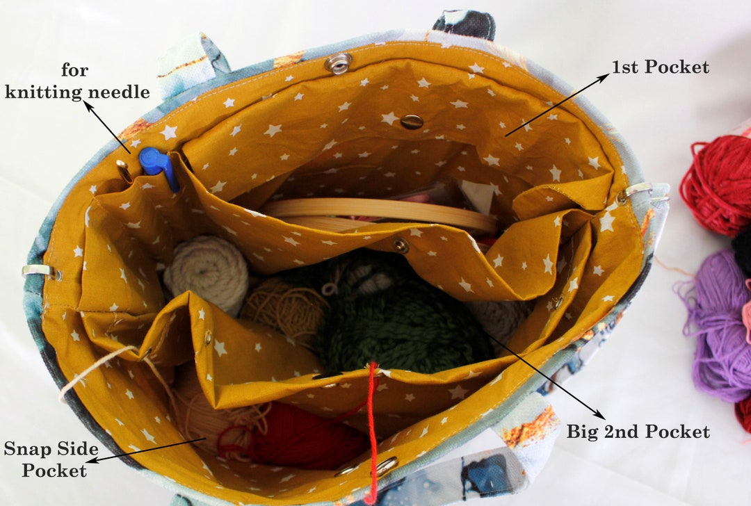 Useful-large Knitting Project Bag - the Hipster Bag- Knitter's Bag ...