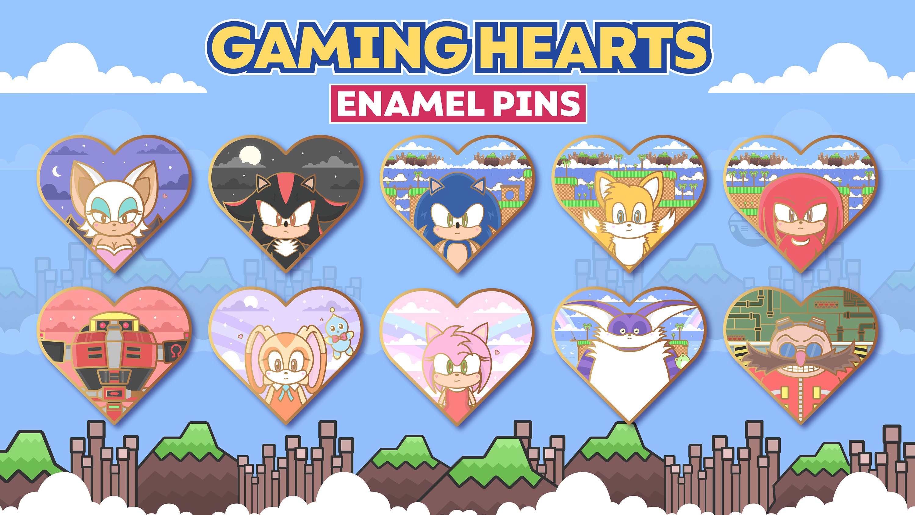 Sonic Hearts Enamel Pins sonic Hearts Enamel Pin Collection - Etsy