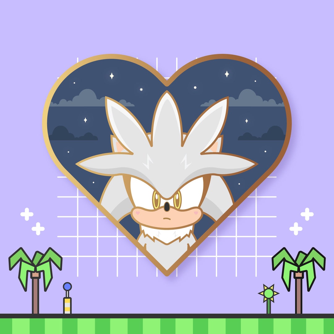 Silver the Hedgehog Heart Enamel Pin silver the Hedgehog Enamel ...