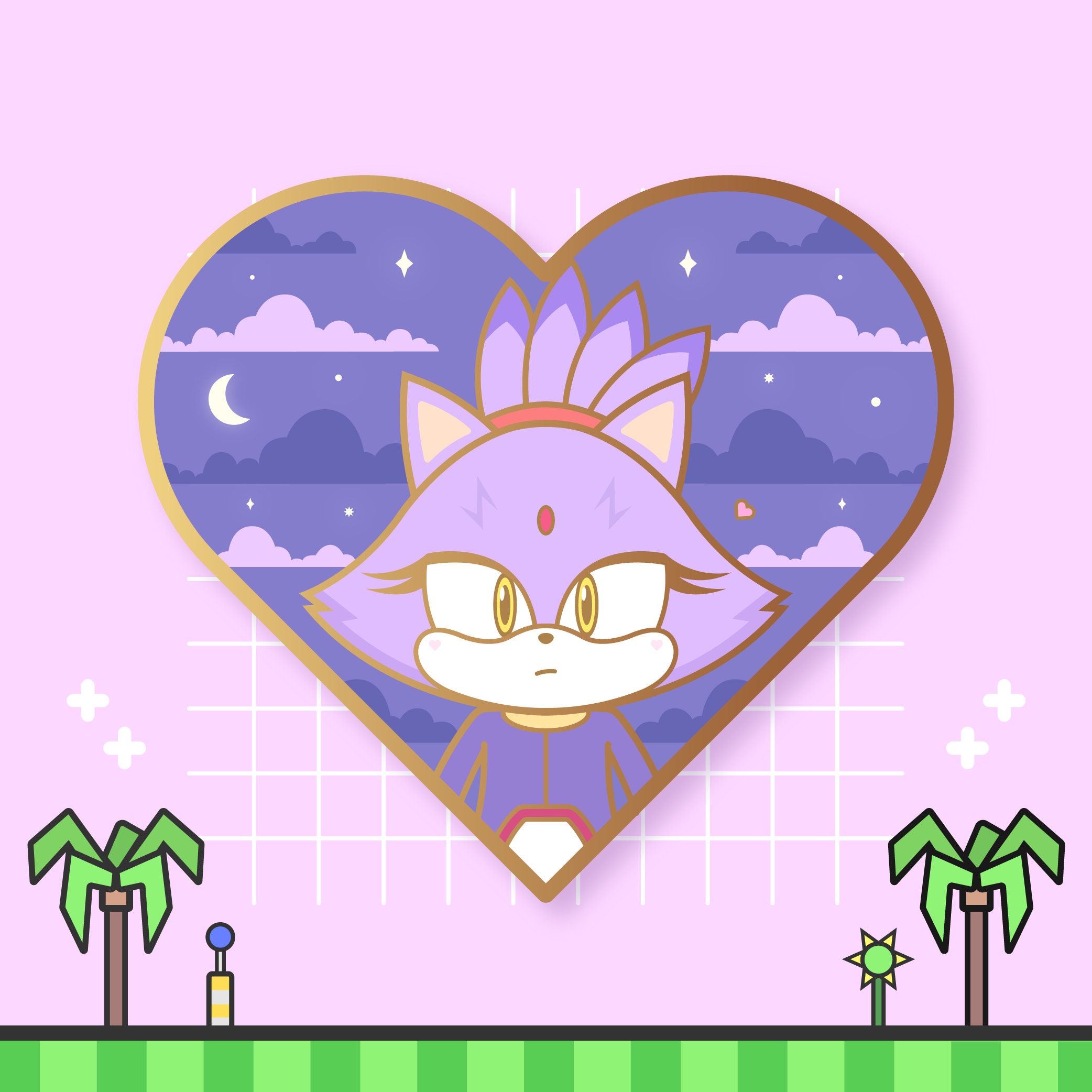 Blaze the Cat Heart Enamel Pin blaze the Cat Enamel Pinsonic the ...