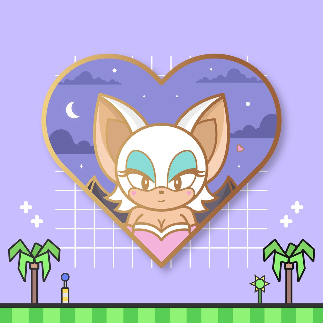 Rouge the Bat Heart Enamel Pin sonic Hearts Enamel Pin Collection - Etsy