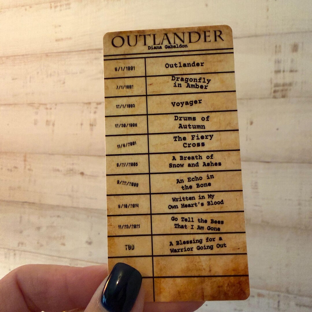 Outlander Library Card Sticker With Dates of Publication and All 10 ...