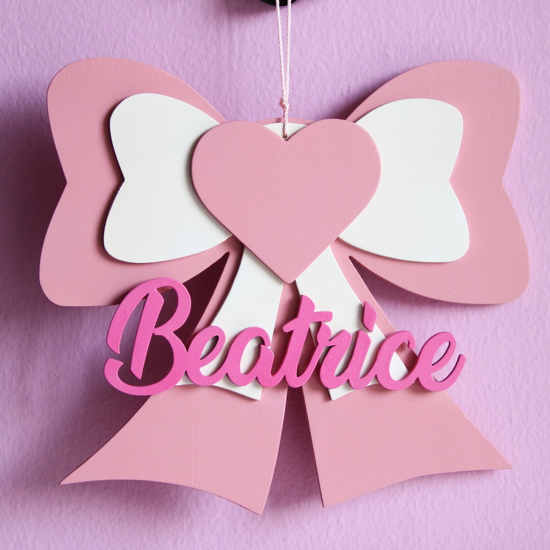 Custom Wooden Birth Bow With Name Behind Door to Hang Baby - Etsy