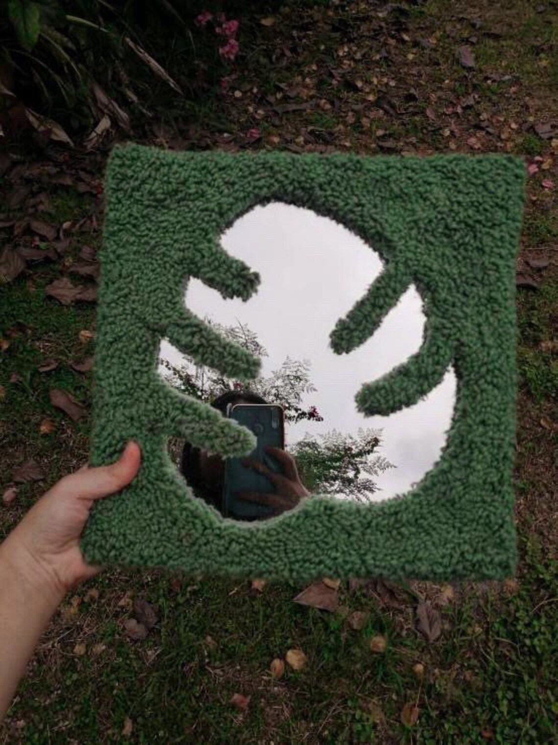 Monstera Punch Mirror Tufted Mirror Decorative Mirror - Etsy