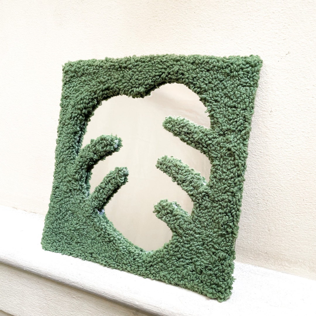 Monstera Punch Mirror - Tufted Mirror, Decorative Mirror, Handmade ...