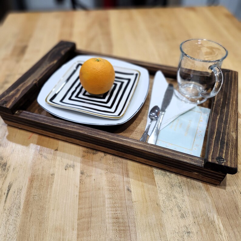 Rustic Wooden Food Tray Grateful Flower Engraved Farmhouse Style Tray ...