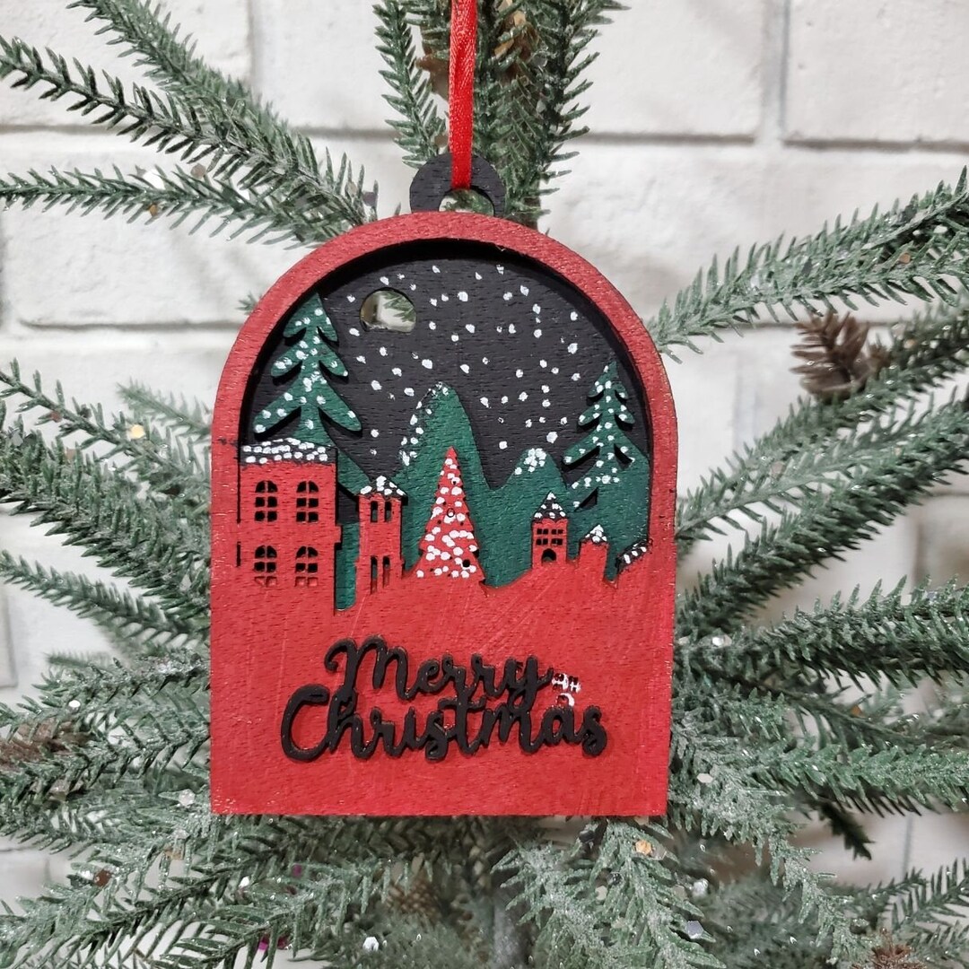 Tree Family Christmas Ornament, Laser Cut Ornament, Wood Ornament, City ...