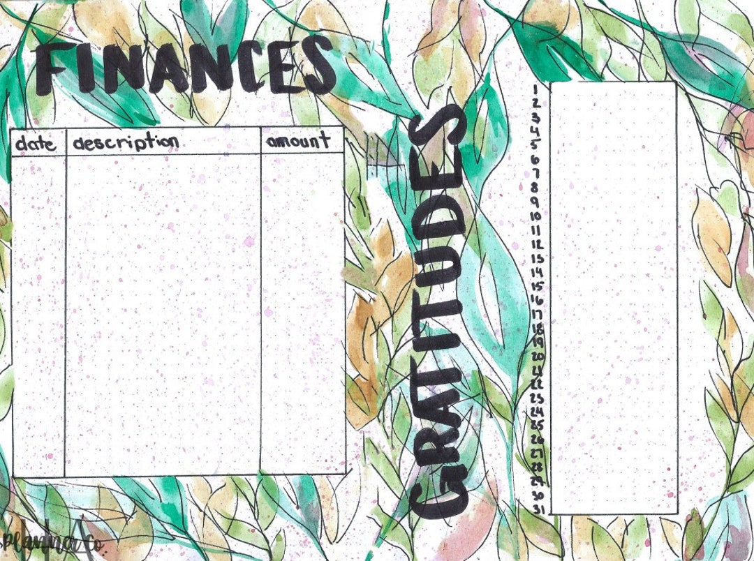 Watercolor Leaves COMPLETE Set up and Weekly Bundle 2021 Hand-drawn ...