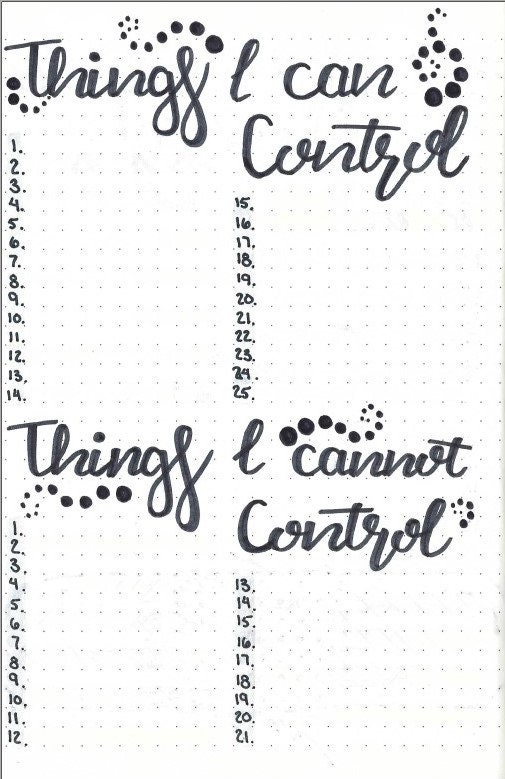 Things I Can(not) Control Bullet Journal Planner Printable Mental ...