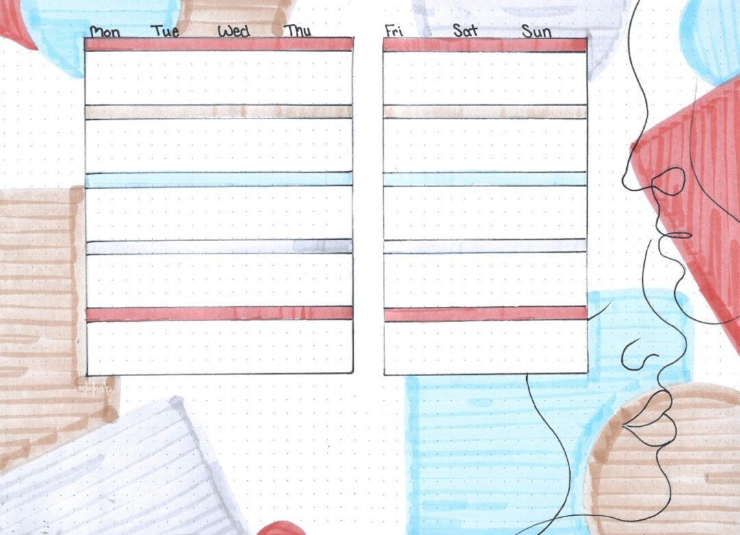 Color Block Line Art Start up Bundle 2021 Hand-drawn Bullet Journal ...