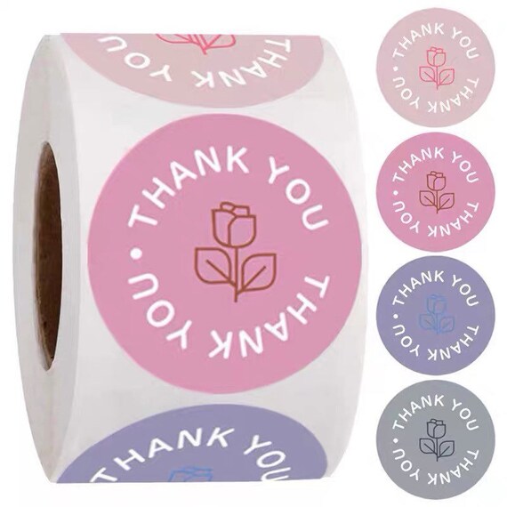 4-colour Rose Thank You Stickers Gift Wraps Bakery Stickers - Etsy