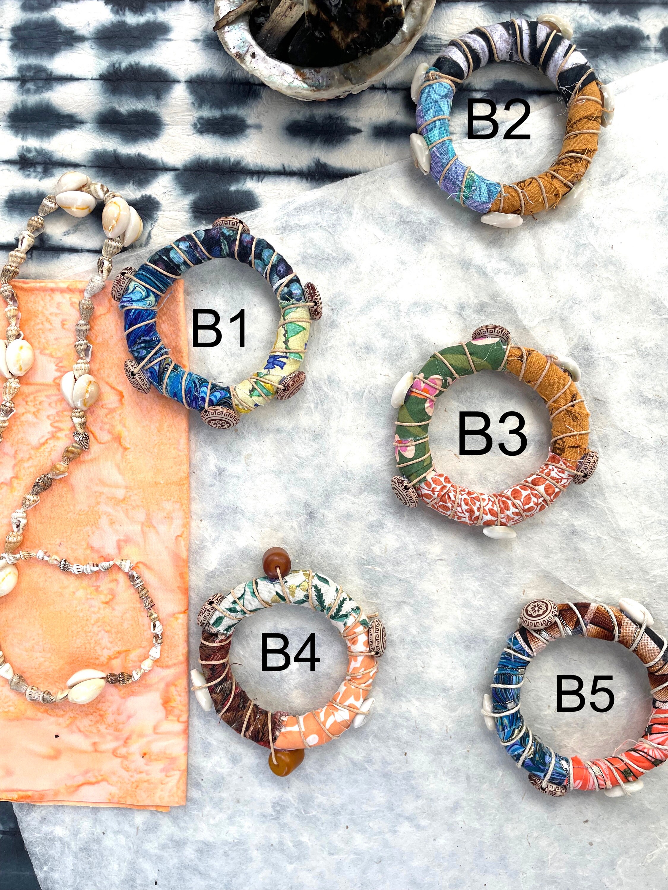 Boho Handmade Upcycled Fabric Triad Bracelets Bangles - Etsy