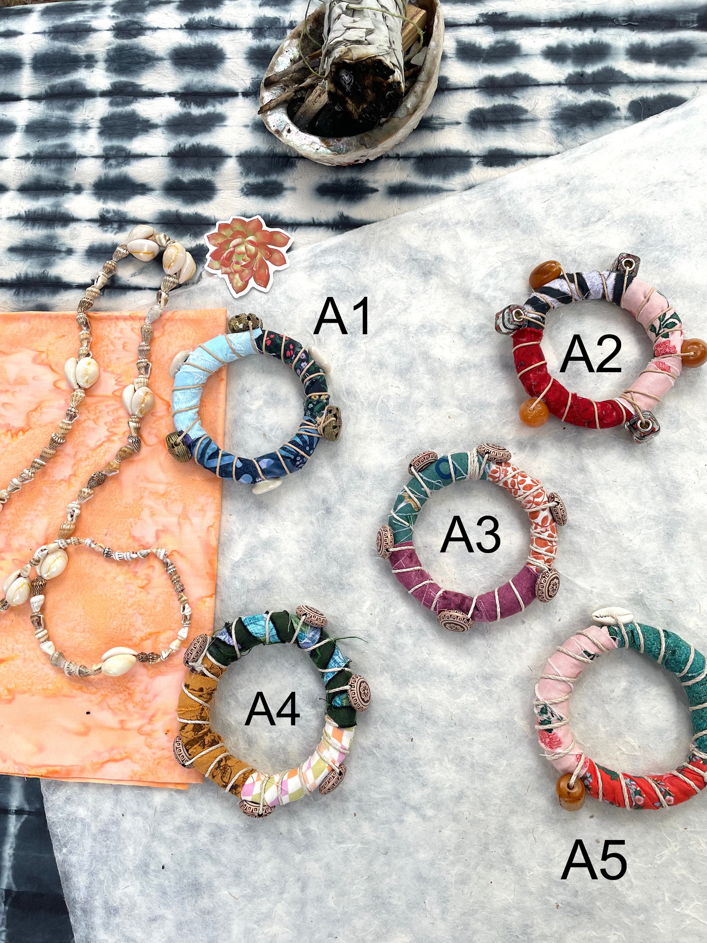 Boho Handmade Upcycled Fabric Triad Bracelets Bangles - Etsy