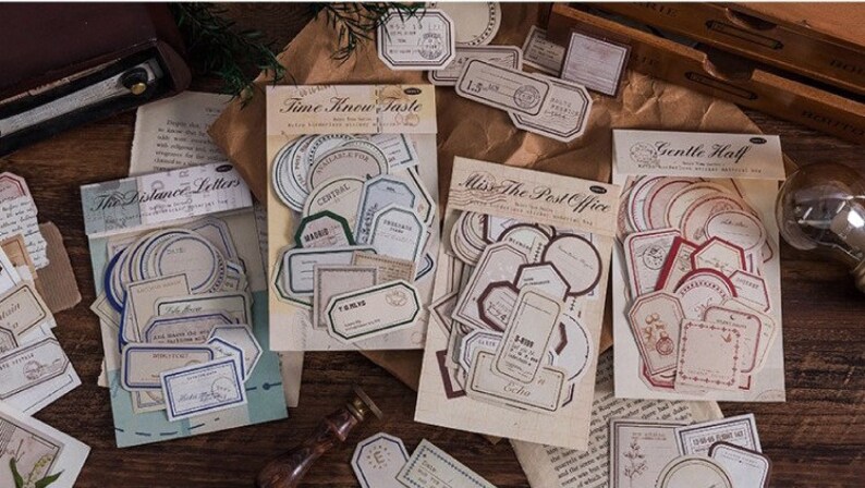50pcs Vintage Frame Stickers Junk Journal Material Ephemeral - Etsy