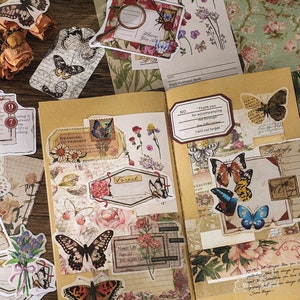 100pcs Assorted Vintage Junk Journal Kit, Multi-material Stickers, Junk ...