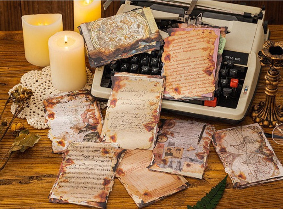 30 Sheets Vintage Burnt Edge Material Paper Pack1, Junk Journal ...