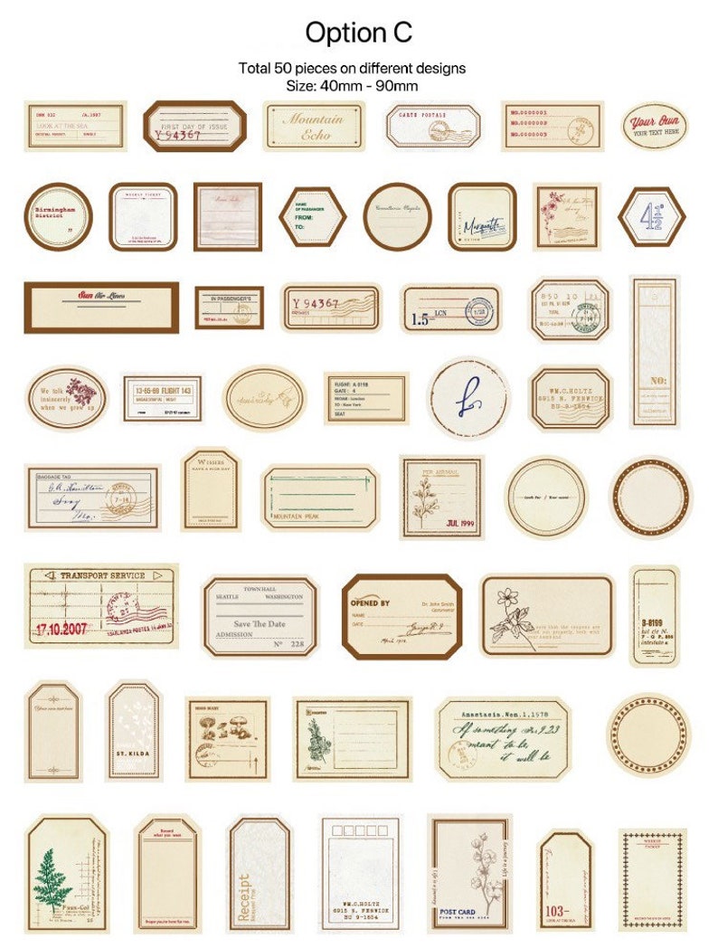 50pcs Vintage Frame Stickers Junk Journal Material Ephemeral - Etsy