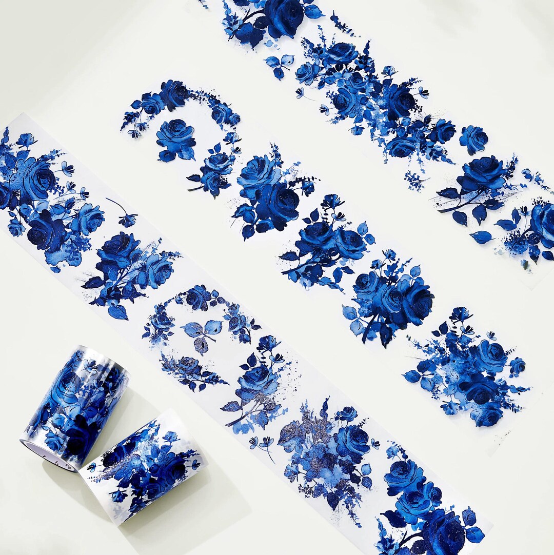 WT Cobalt Blue One Loop Sample or Roll PET Tape Flower Stickers, Junk ...
